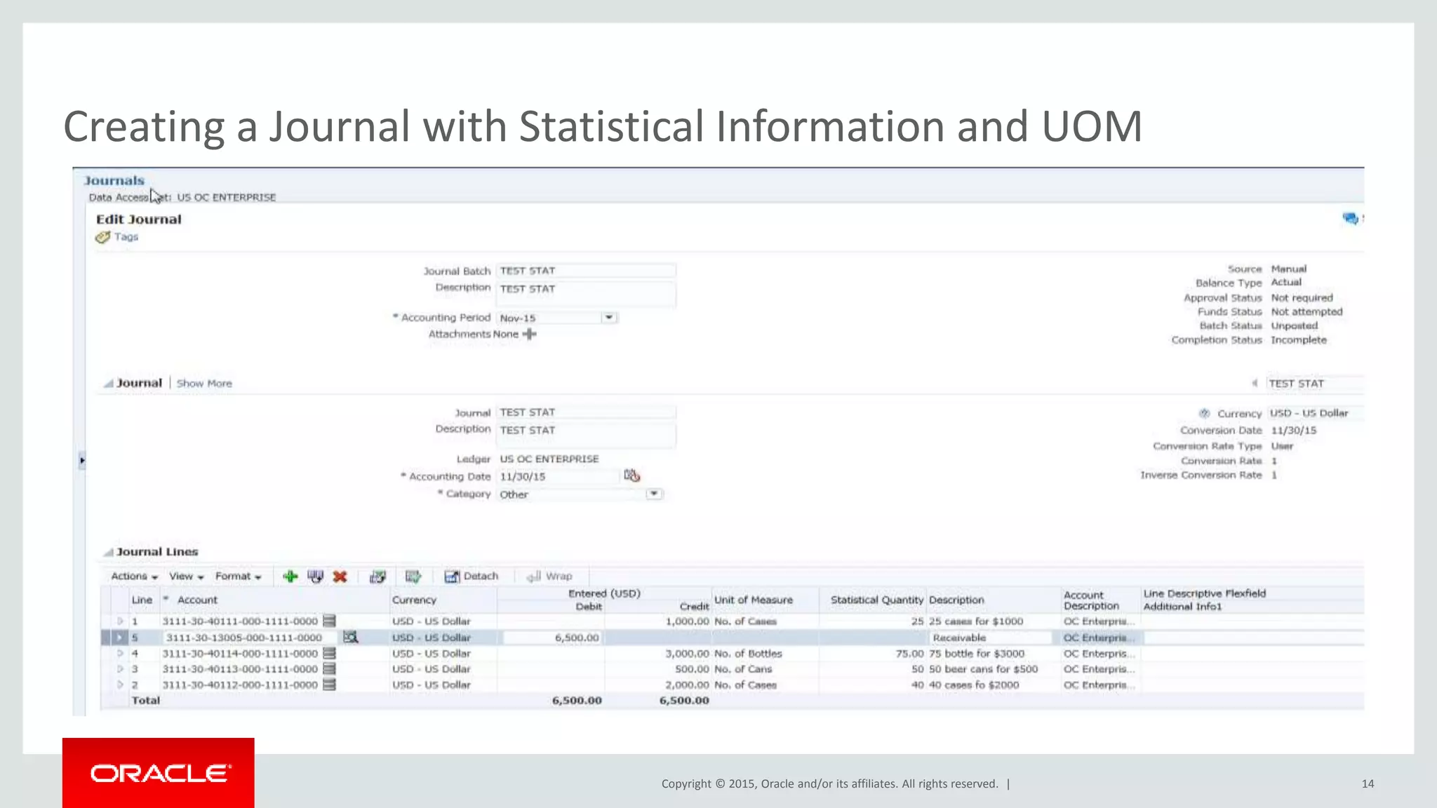 Statistical Accounts and Data in Oracle Cloud General Ledger | PPTX