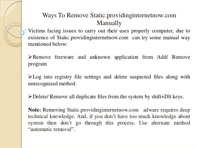 Remove Static.providinginternetnow.com - Know How To Fix It