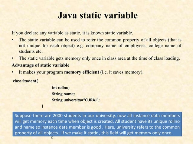 Static keyword ppt | PPTX | Programming Languages | Computing