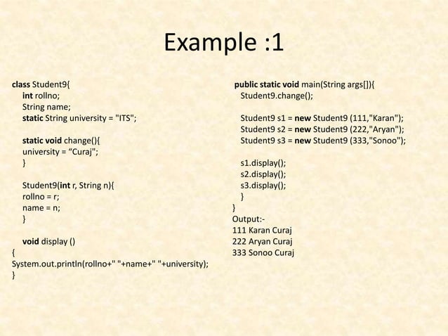 Static keyword ppt | PPTX | Programming Languages | Computing