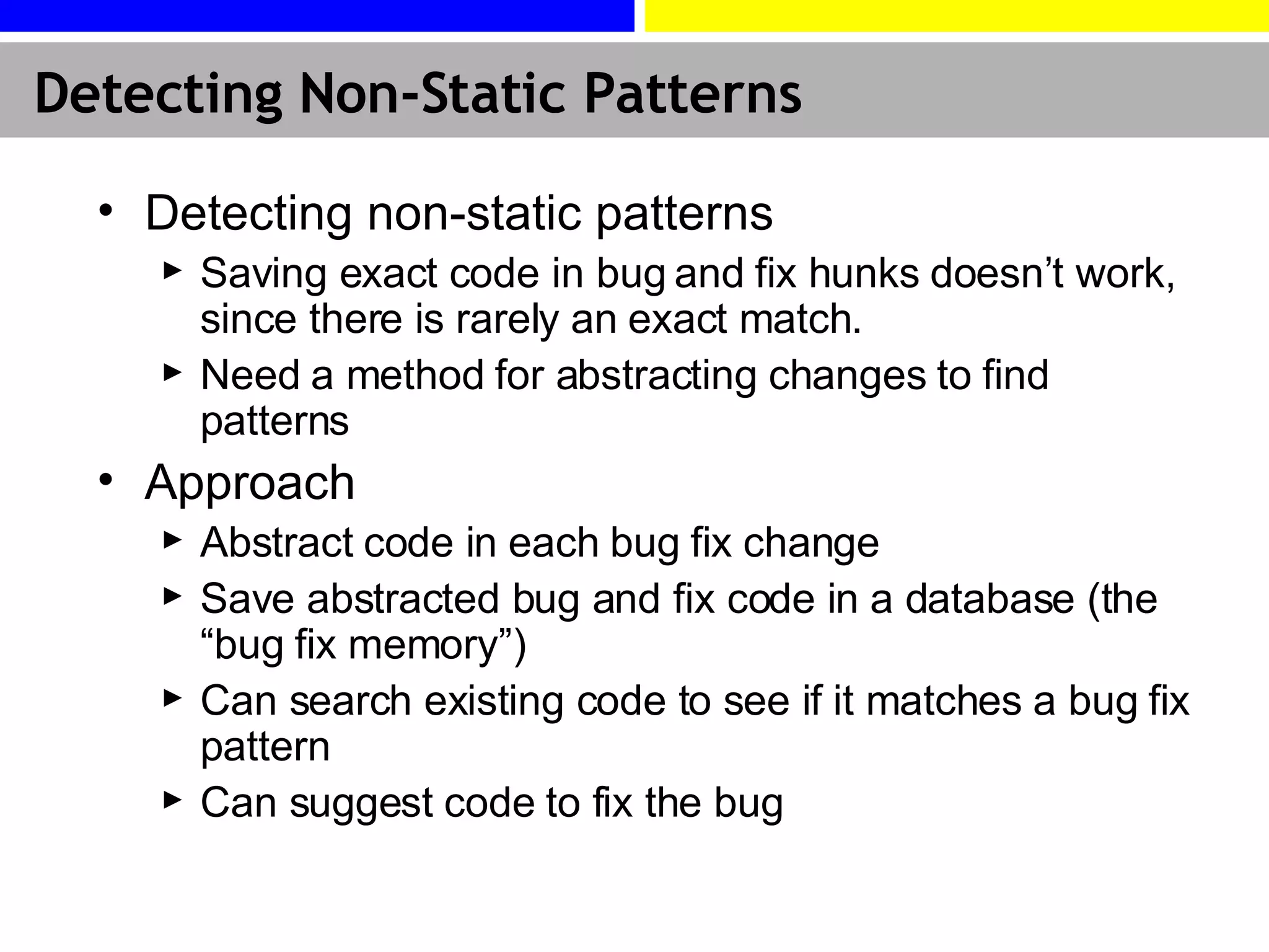 Static And Adaptive Bug Fix Patterns Ppt