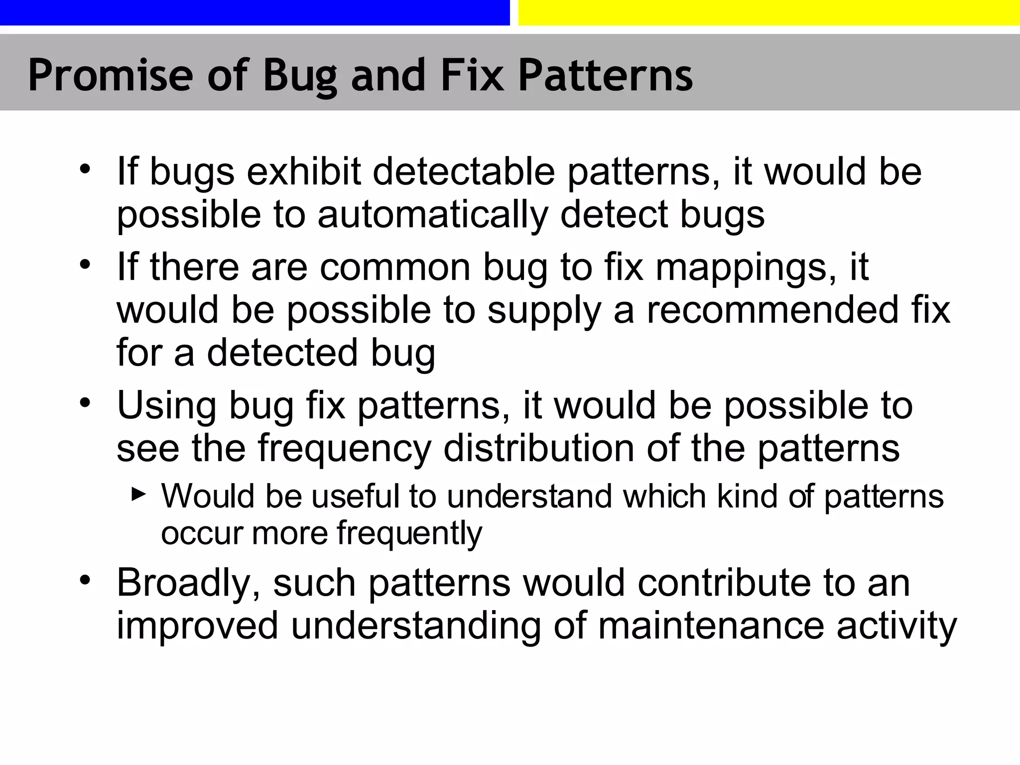 Static and Adaptive Bug Fix Patterns | PPT