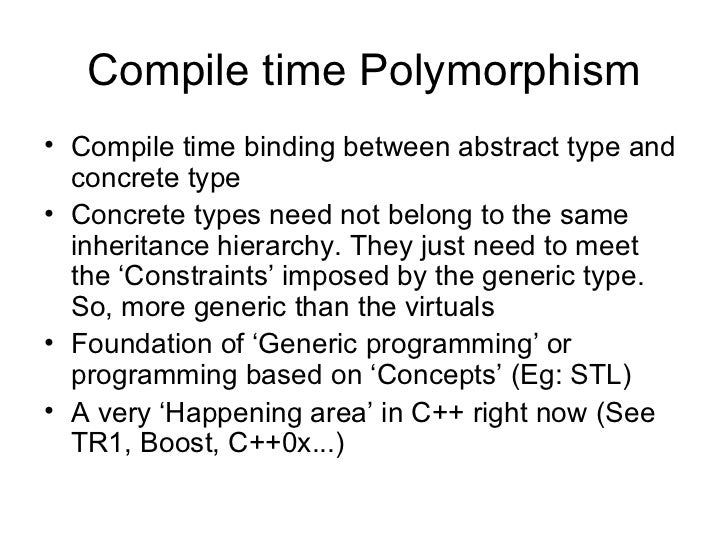 Static and Dynamic polymorphism in C++ Static and Dynamic polymorphism in C++