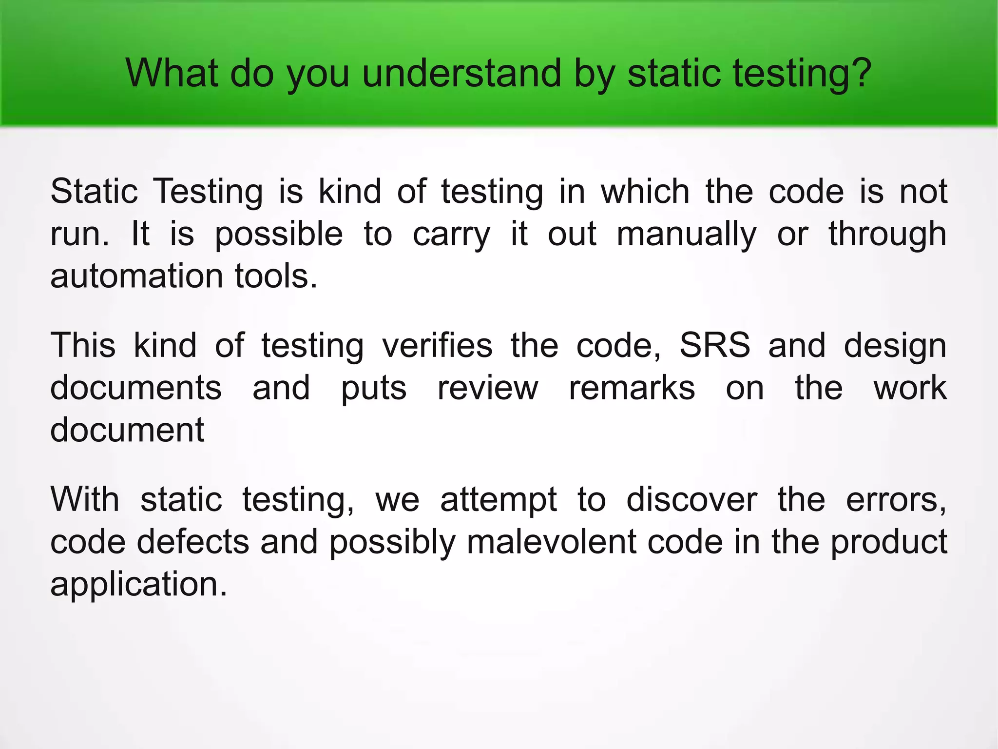 Static Testing Vs Dynamic Testing Ppt