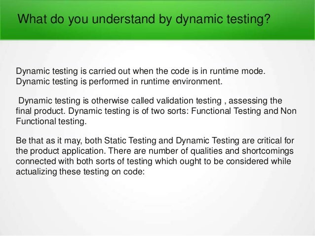 Static Testing Vs Dynamic Testing
