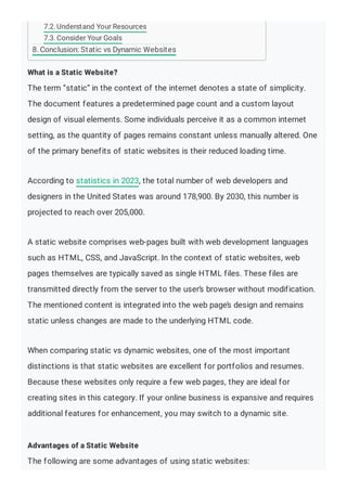 Static vs Dynamic Websites: Which Is Better for Your Business? | PDF