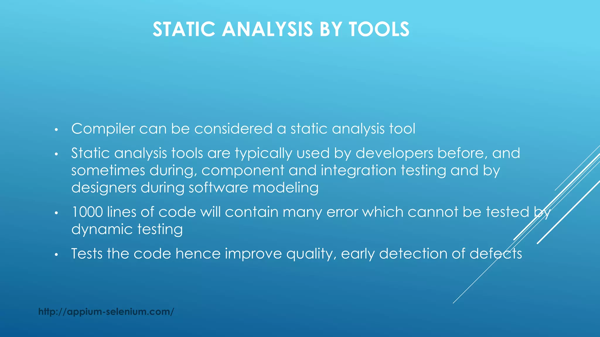 Static analysis by tools | PPT
