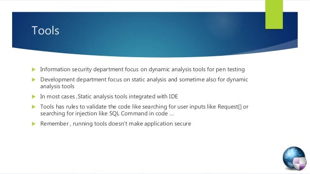 Static analysis for security Static analysis for security