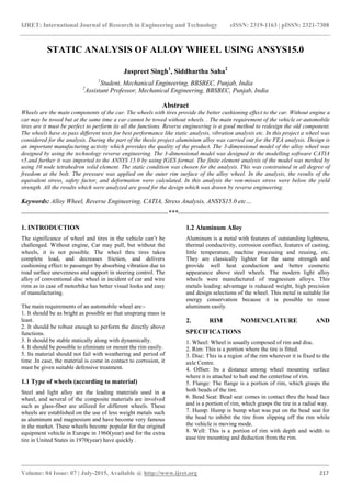 Static Analysis of Alloy Wheel Using ANSYS | PDF