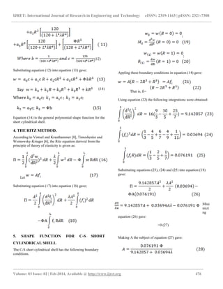 Static analysis of c s short cylindrical shell under internal liquid ...