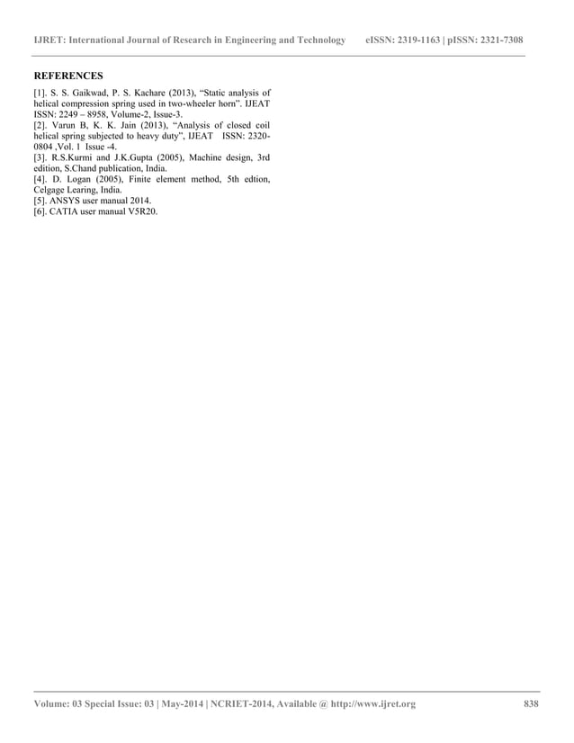 Static Analysis Of Helical Compression Spring Pdf Physics Science