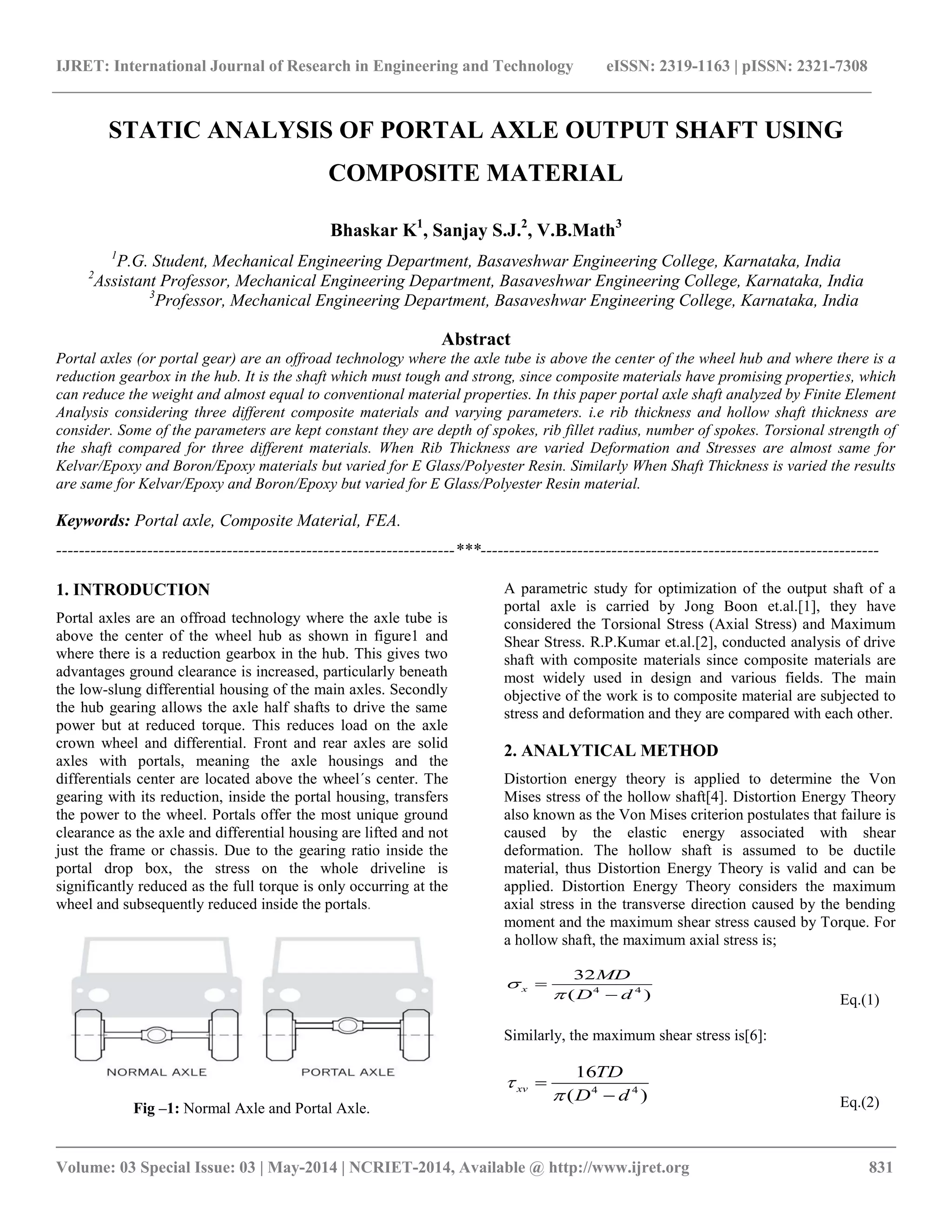 Static analysis of portal axle output shaft using | PDF
