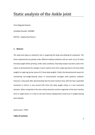 Static analysis of the ankle joint | PDF