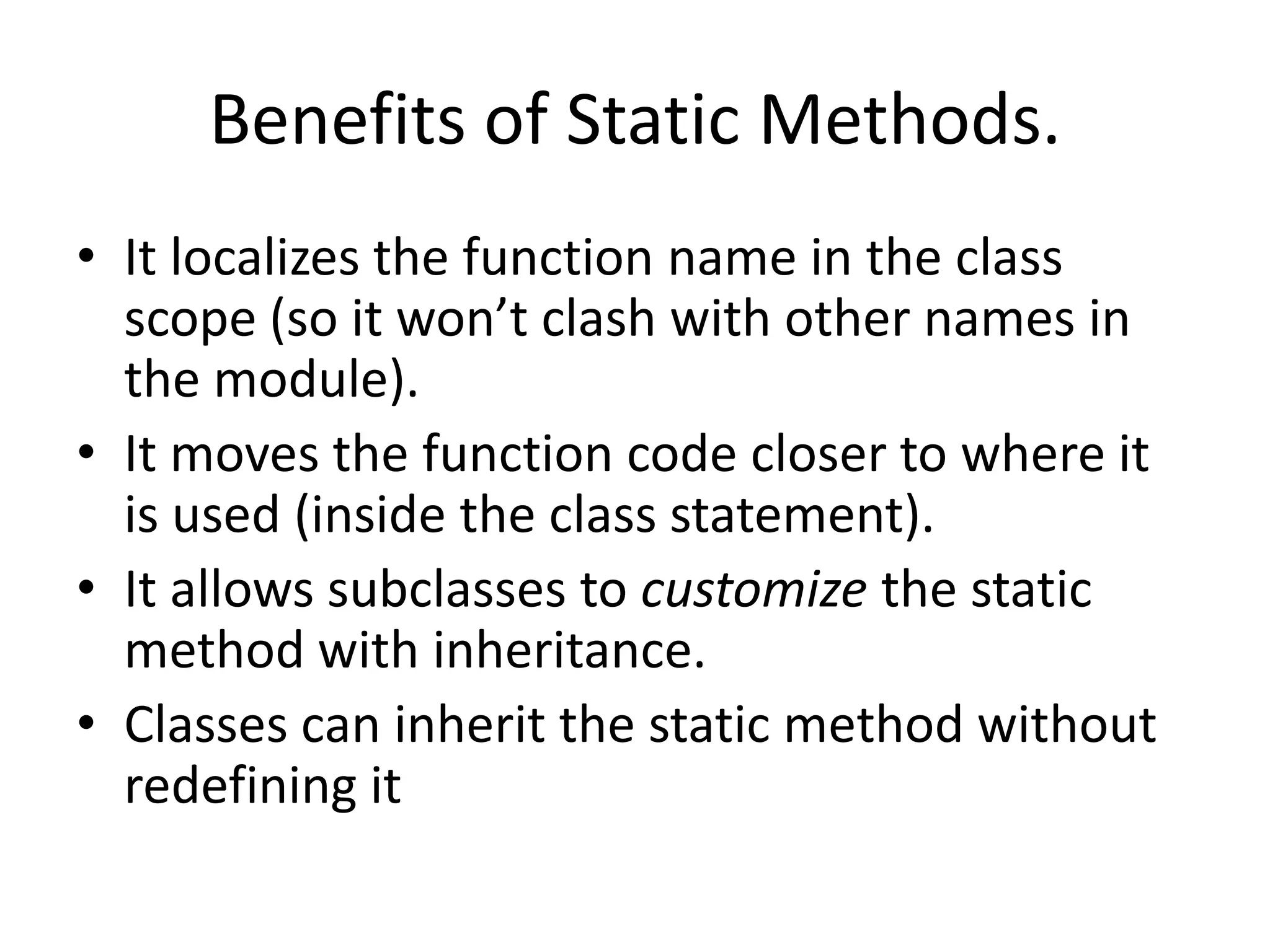 Advanced Python : Static and Class Methods | PPTX