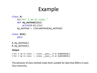 Advanced Python : Static and Class Methods | PPTX