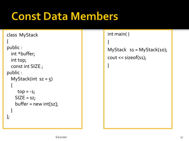 Static and const members | PPT