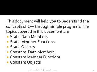 Static and const members | PPT
