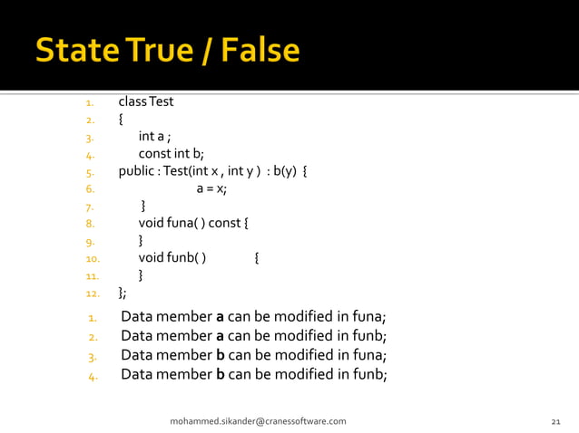 Static and const members | PPT