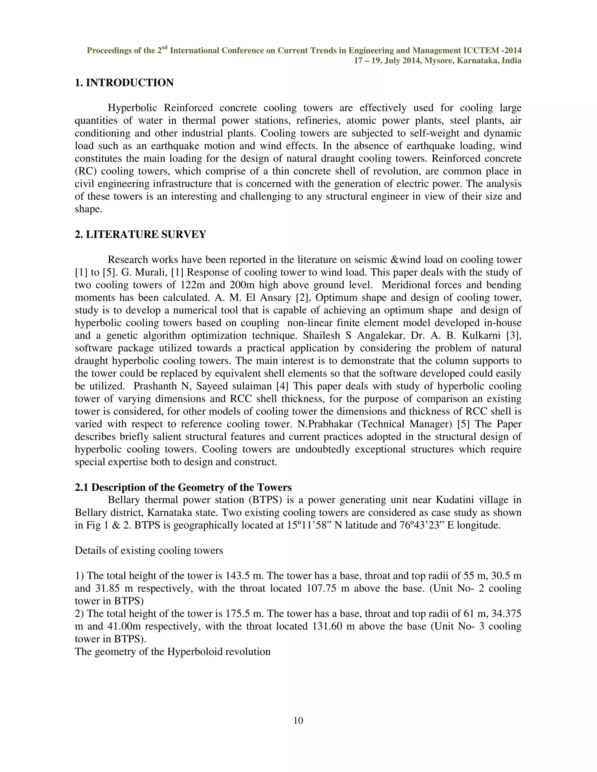 Static and dynamic analysis of hyperbolic cooling tower | PDF