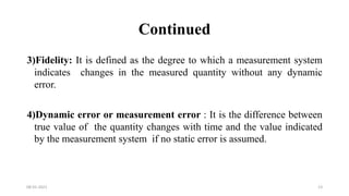 Static and Dynamic characteristics of Measuring Instrument | PPT