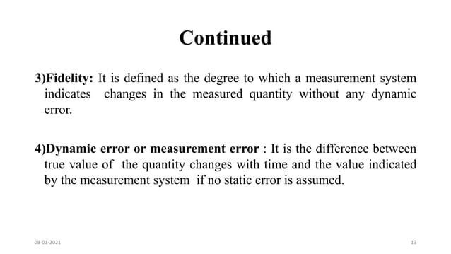 Static and Dynamic characteristics of Measuring Instrument | PPT