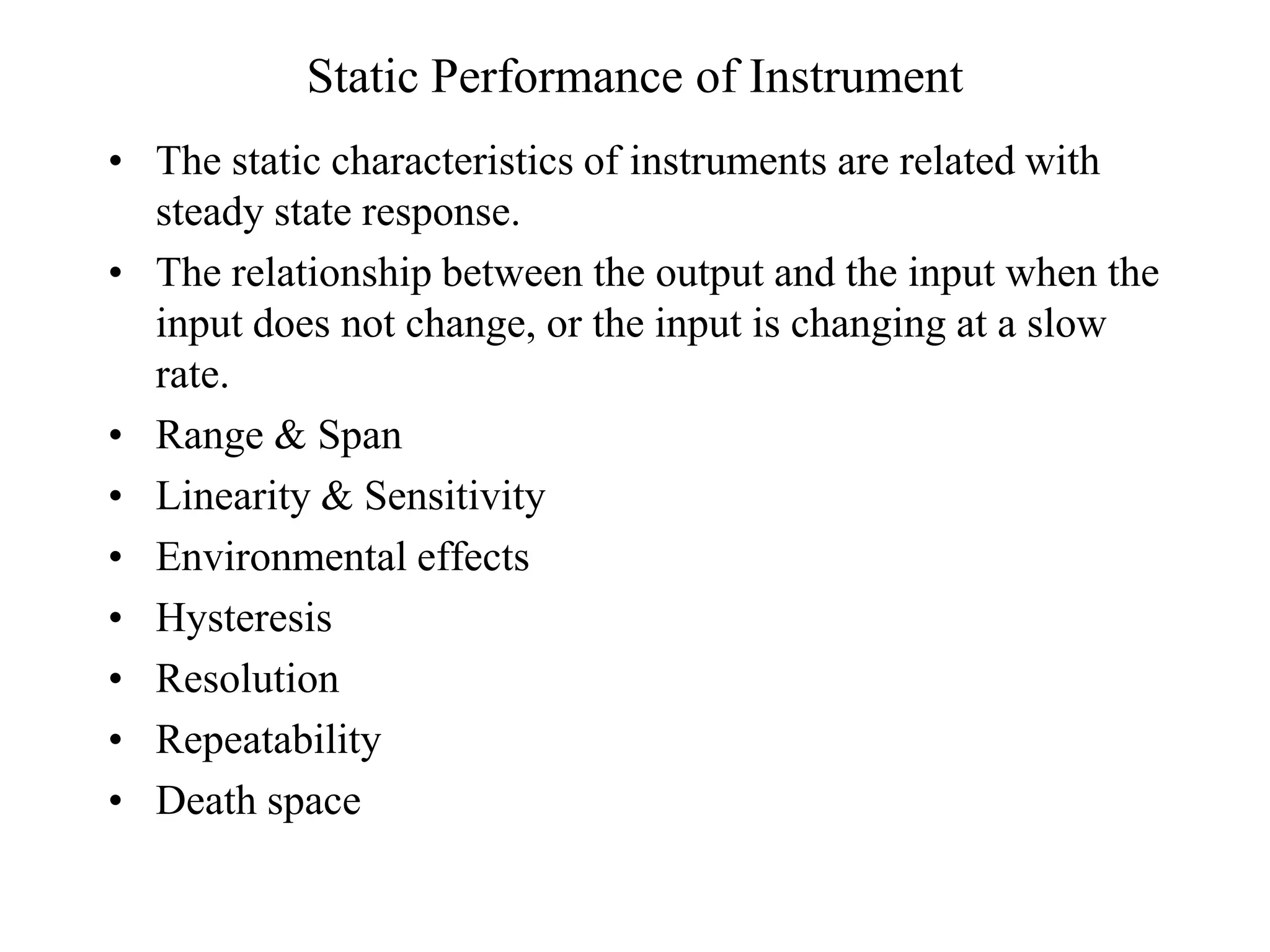 Static and dynamic characteristics of instruments | PDF