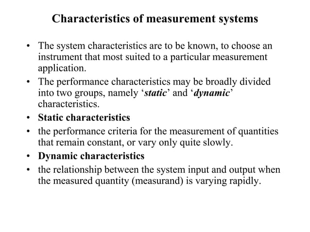 Static and dynamic characteristics of instruments | PDF | Physics | Science
