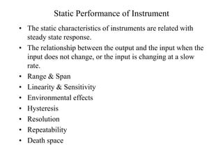 Static and dynamic characteristics of instruments | PDF