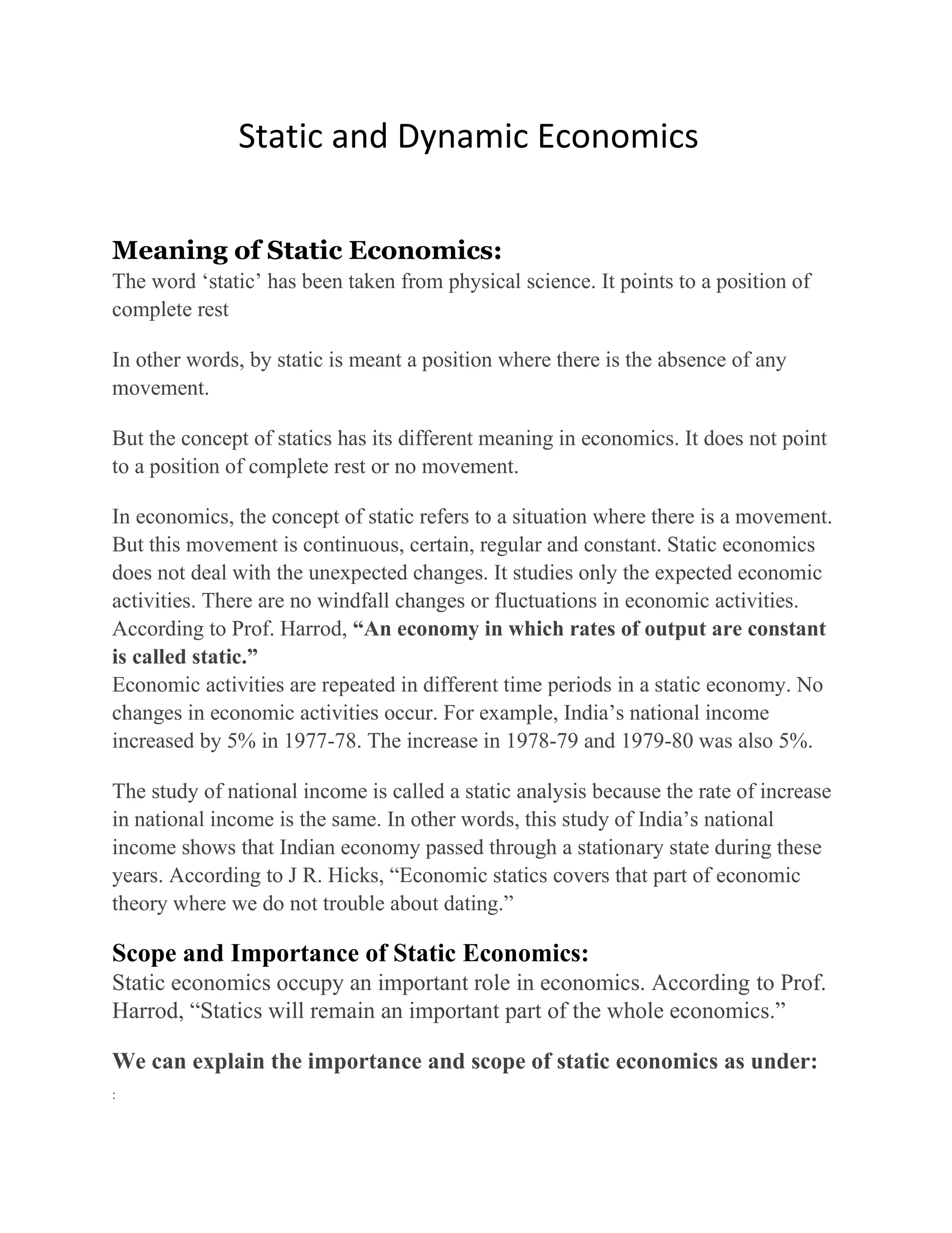 Static and dynamic economics | PDF