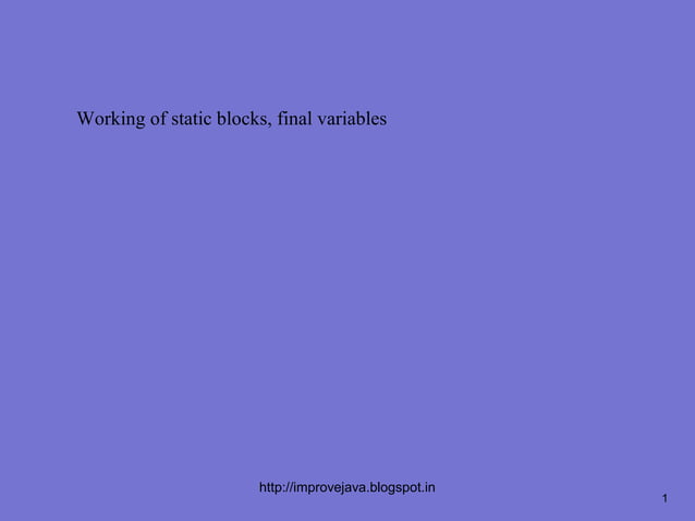 Static Blocks Final Variables 19 Programming Languages Computing 1634