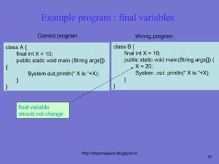 Static blocks, final variables .19 | Programming Languages | Computing