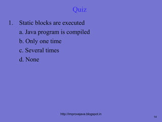Static blocks, final variables .19 | Programming Languages | Computing