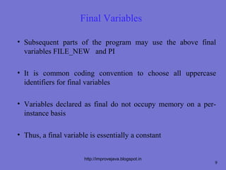 Static blocks, final variables .19 | Programming Languages | Computing