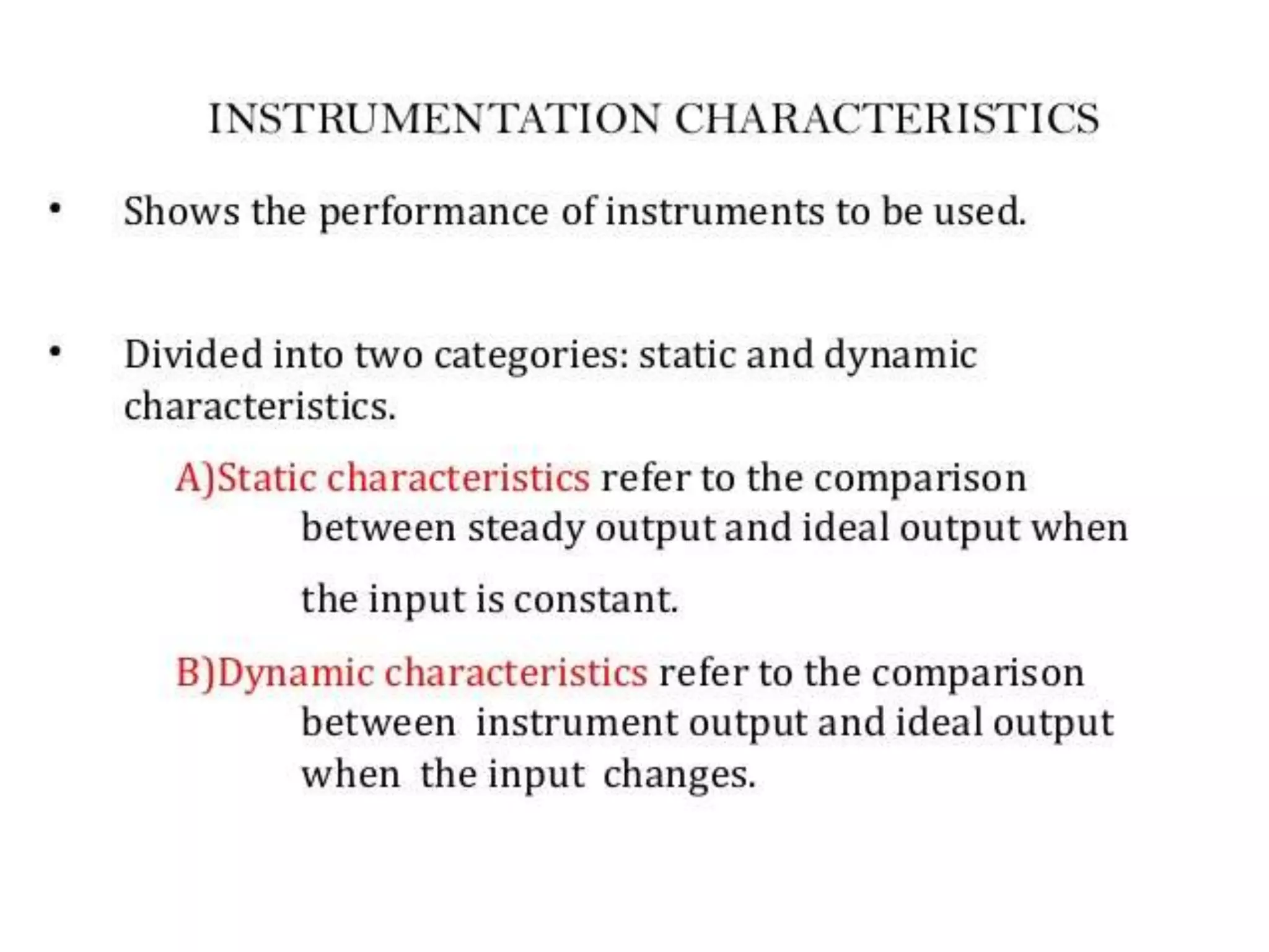 Static characteristics in Instrumentation and metrology | PPTX