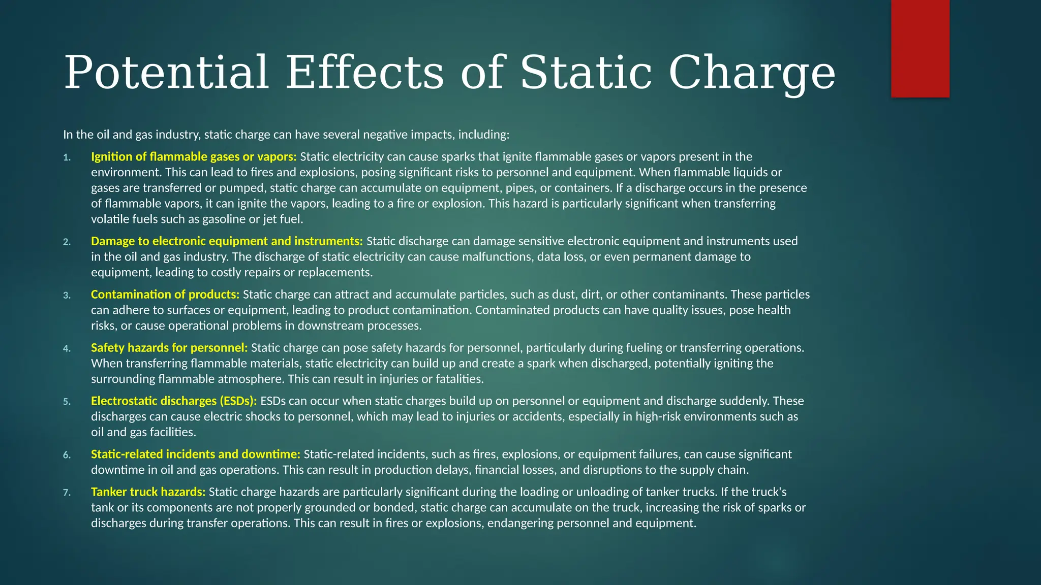 Static Charge is one the major hazard in the industry | PPTX