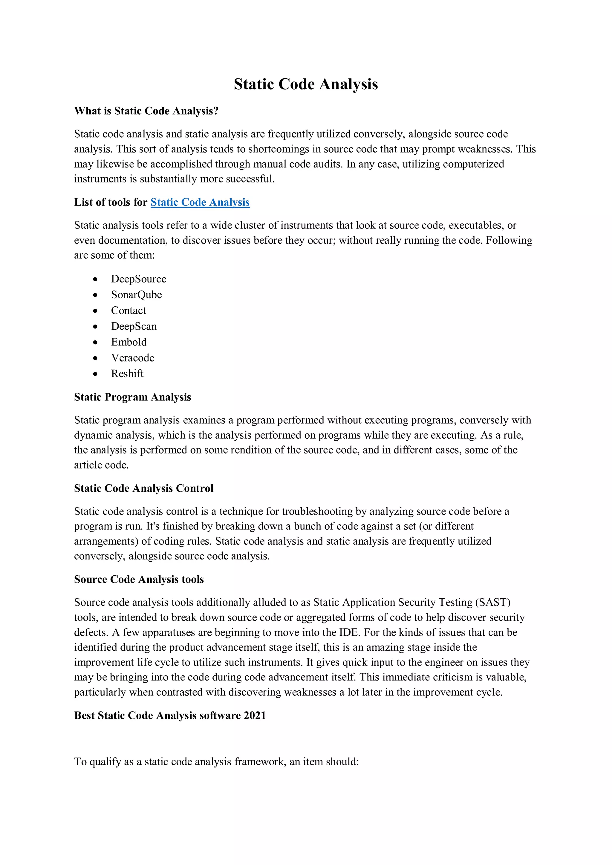 Static code analysis | PDF