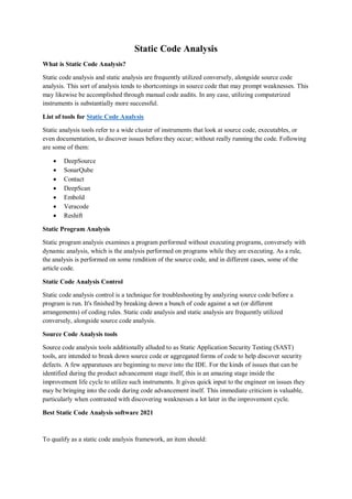 Static code analysis | PDF