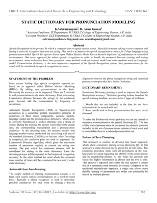 Static dictionary for pronunciation modeling | PDF