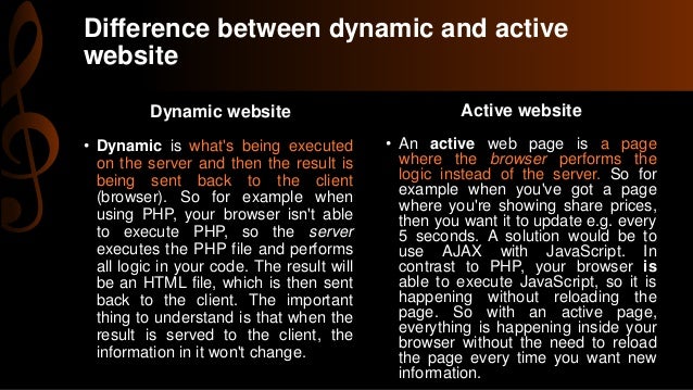 Static dynamic and active web pages