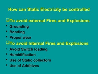 hazads and risks of Static Electricity in the work place | PPT