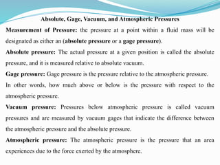 Static Fluids Absolute, Gage, Vacuum, and Atmospheric Pressures.pptx