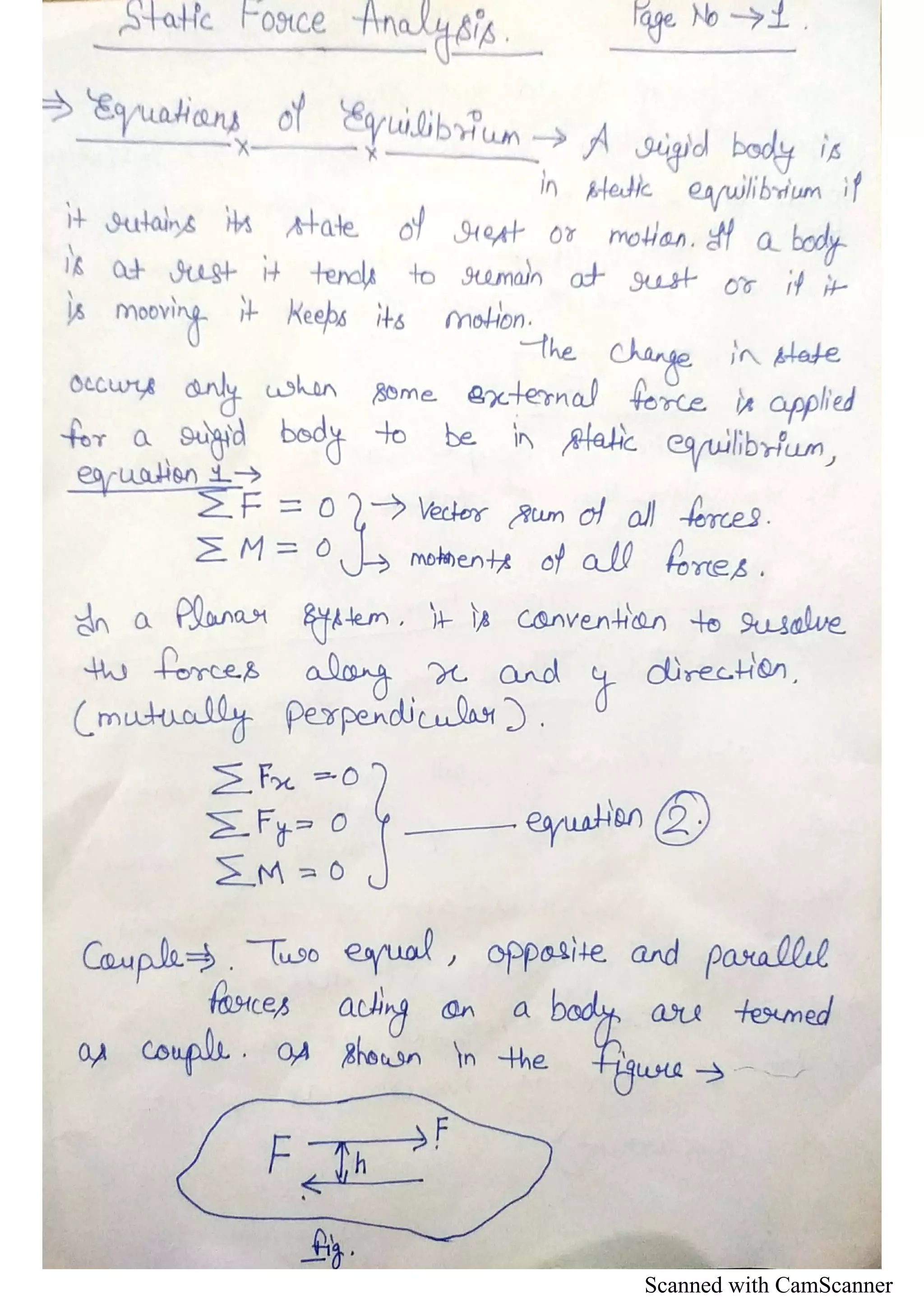 Static Force Analysis Pdf