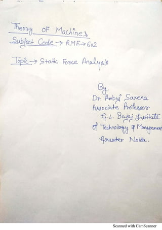 Static force analysis | PDF