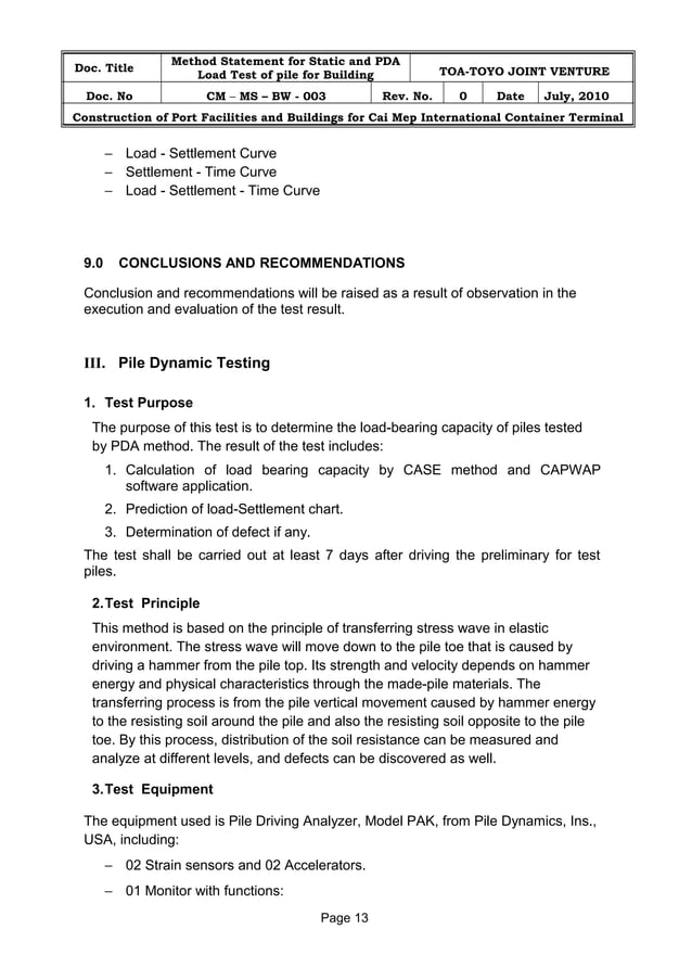 Static load test method statement cm - ms- bw - 003 | DOC | Civil ...