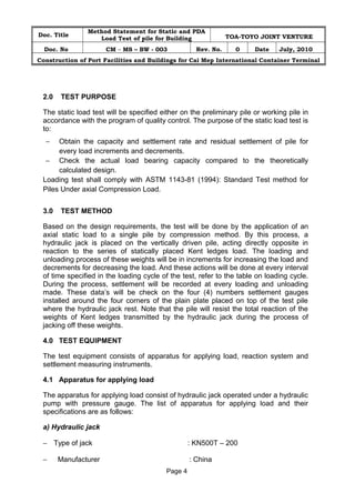 Static load test method statement cm - ms- bw - 003 | DOC