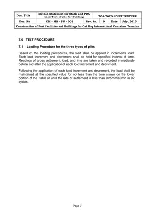 Static load test method statement cm - ms- bw - 003 | DOC