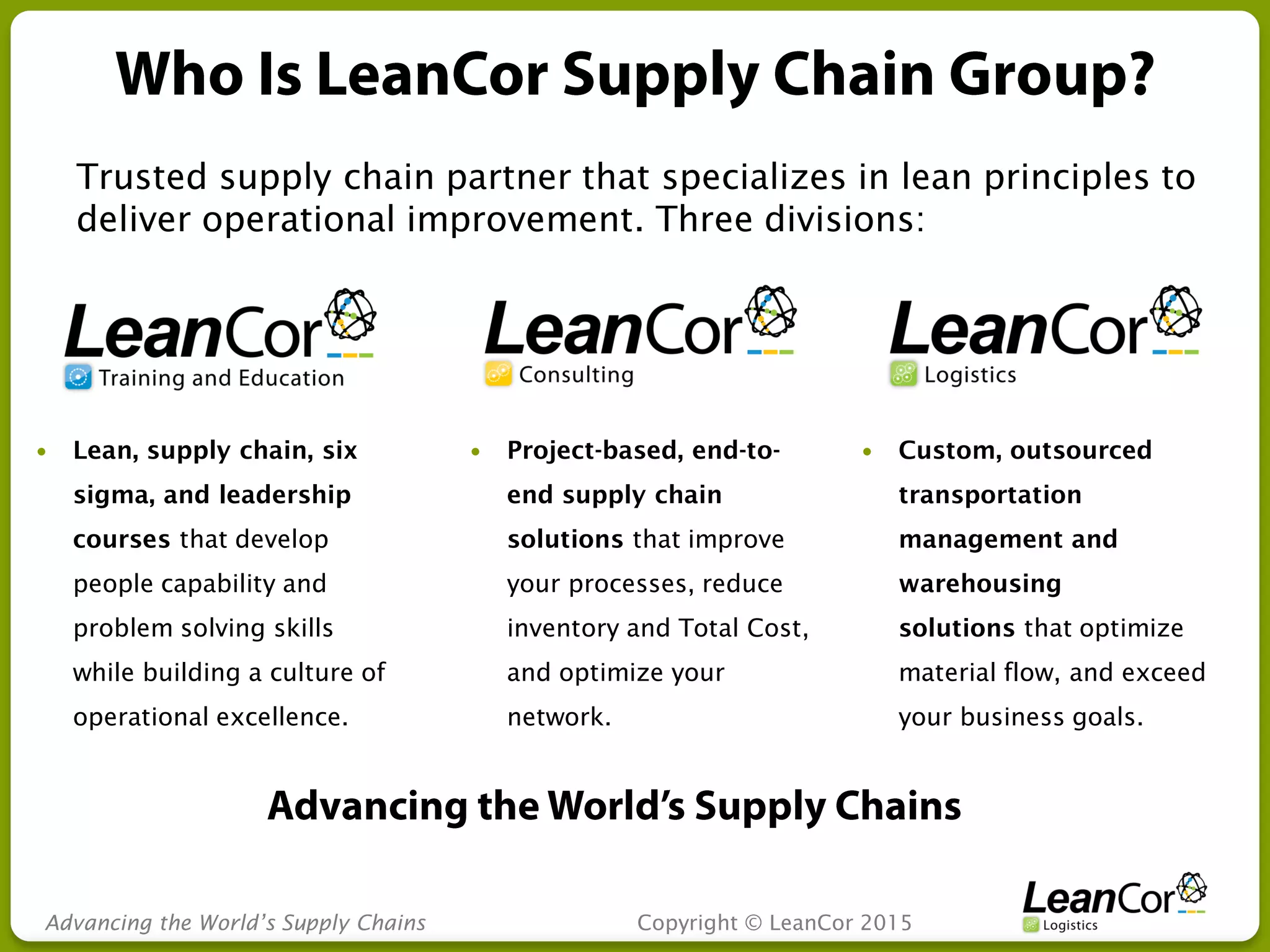 LeanCor Logistics Webinar: How to Build Lean Logistics Route Plans for ...