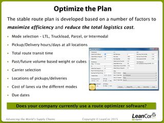 LeanCor Logistics Webinar: How to Build Lean Logistics Route Plans for ...