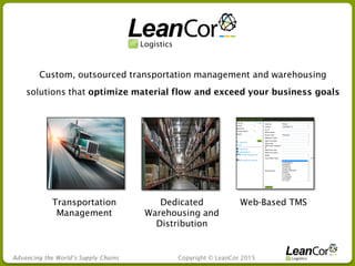 LeanCor Logistics Webinar: How to Build Lean Logistics Route Plans for ...