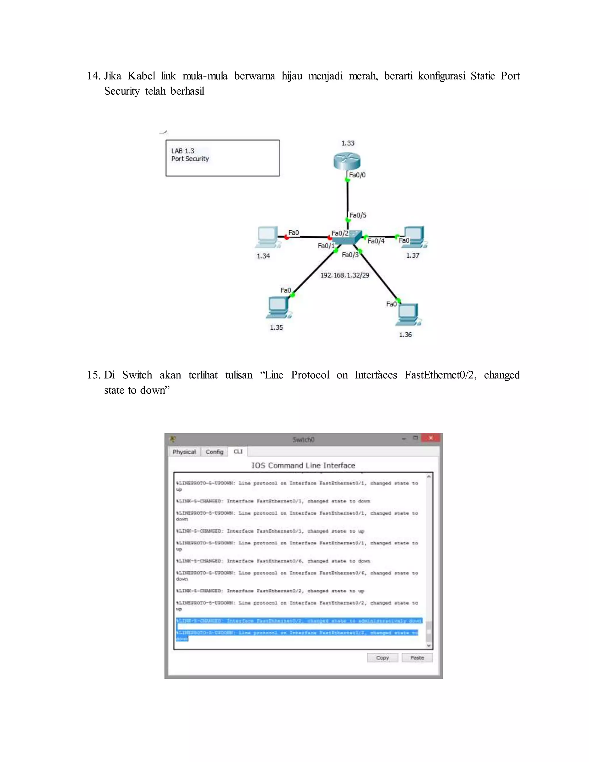 Static Port Security Packet Tracer Docx